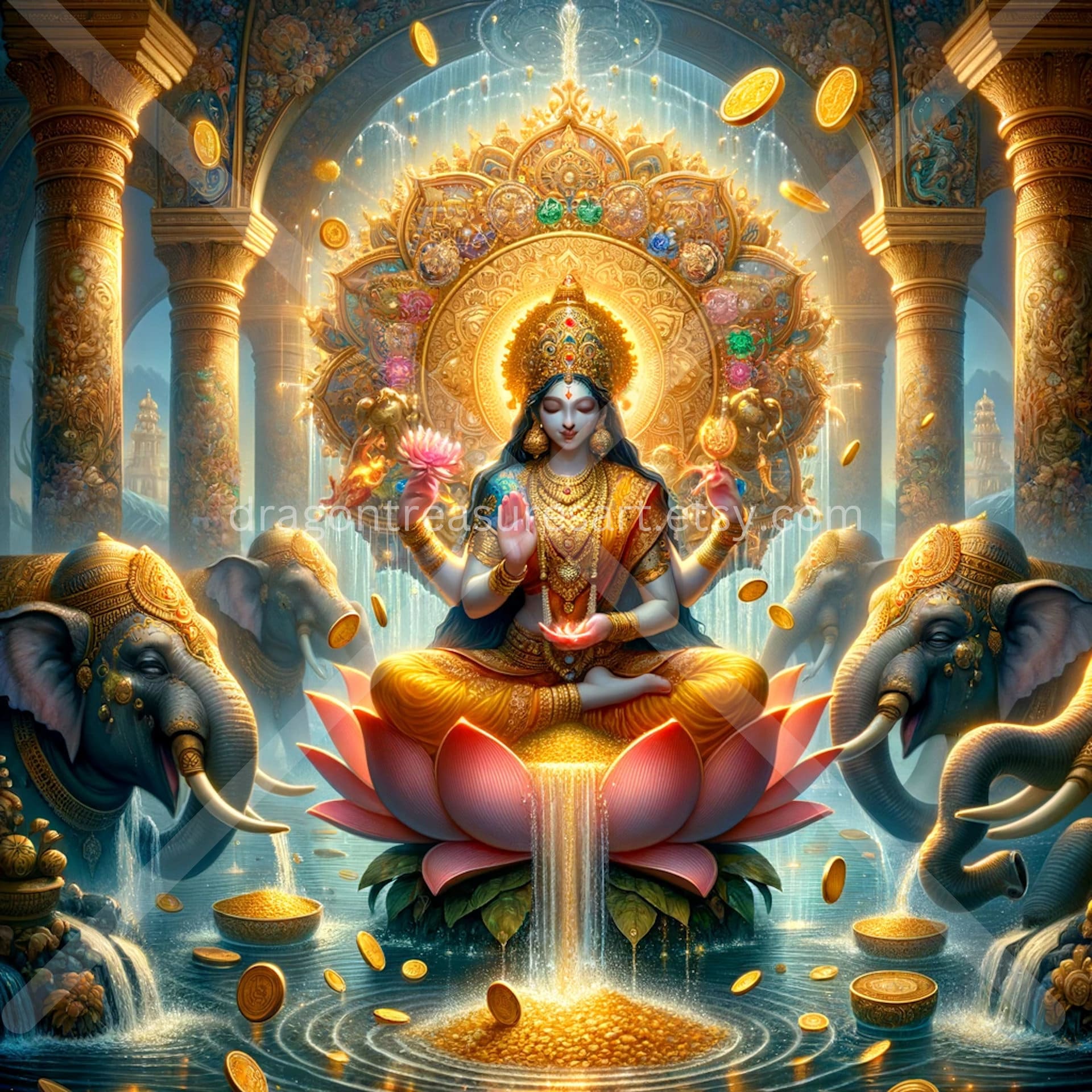 Goddess Lakshmi Download: Digital Art, Instant Downloadable Wallpaper ...