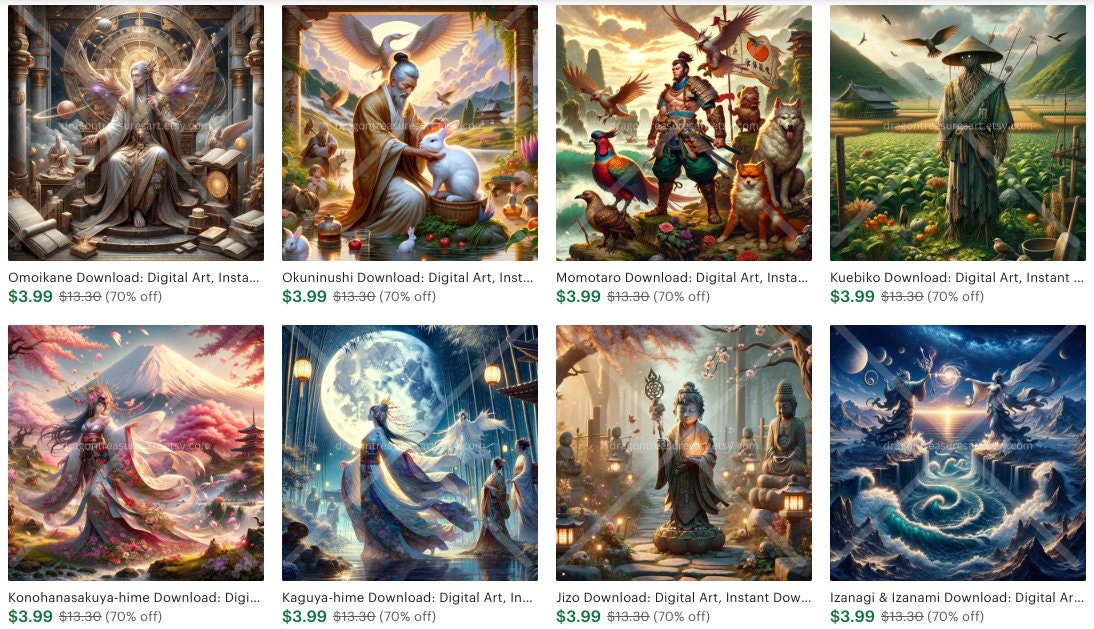 Japanese Mythology Collection Bundle: Digital Art, Instant Downloadable ...