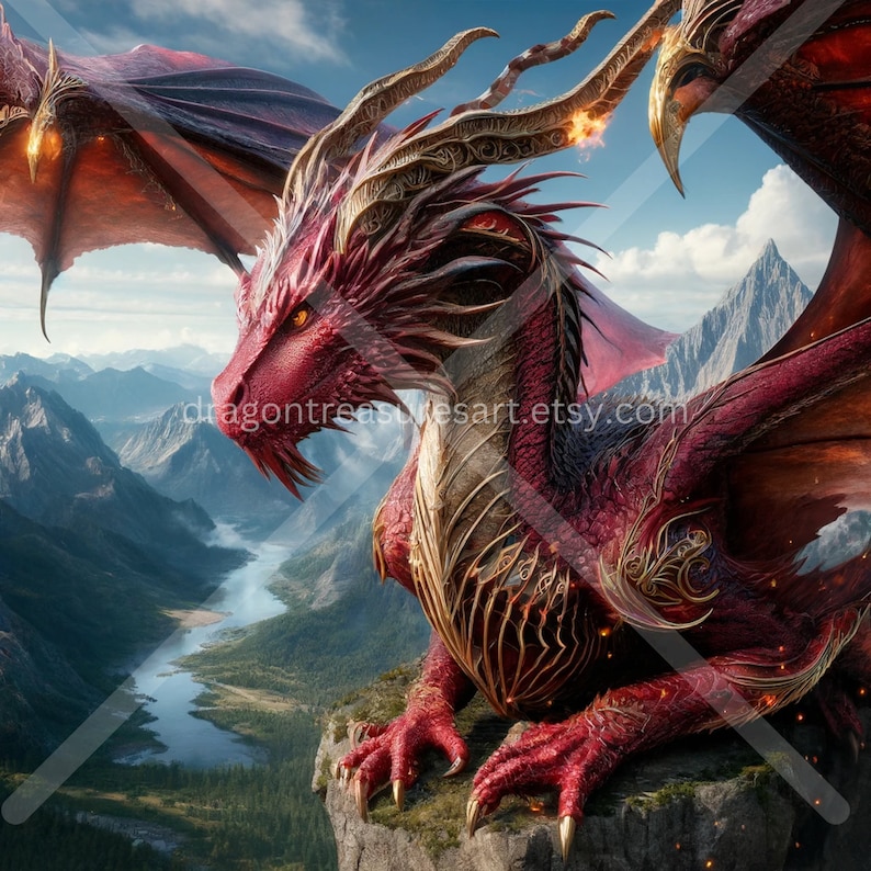 Ruby Red Dragon Download: Digital Art, Instant Downloadable Wallpaper ...