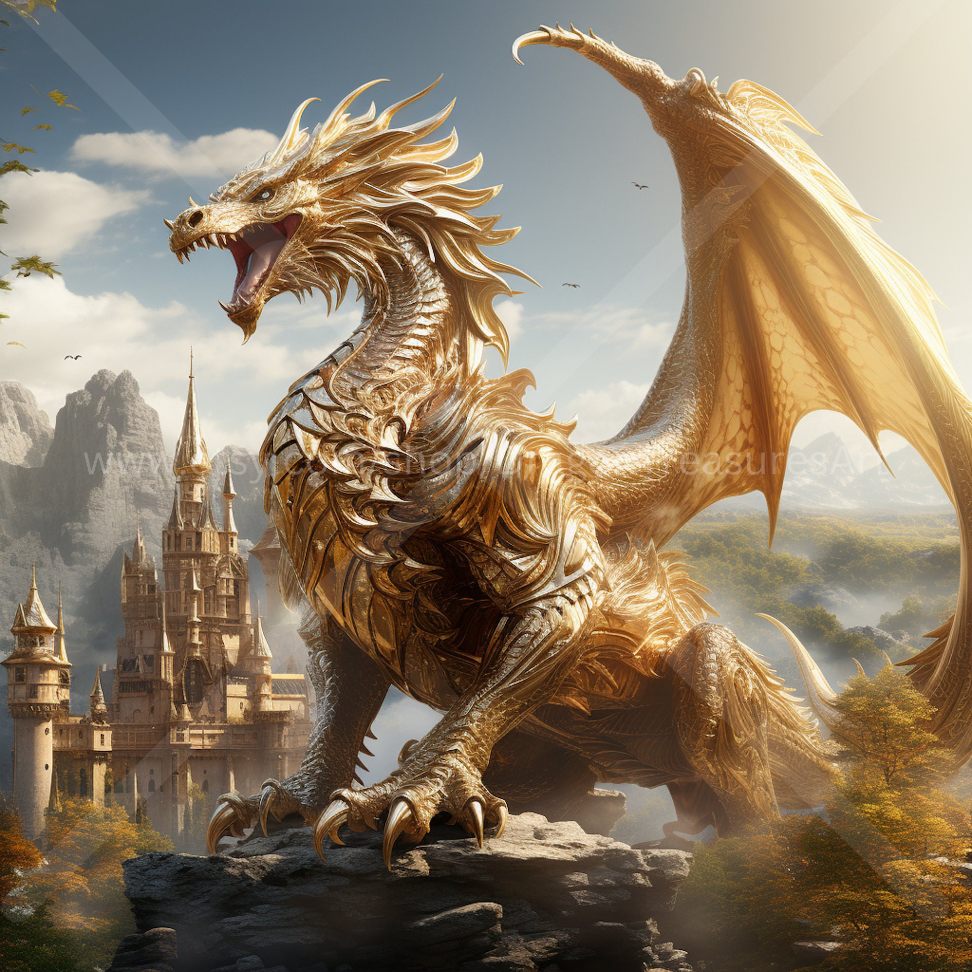 Golden Dragon Download: Digital Art, Instant Downloadable Wallpaper ...