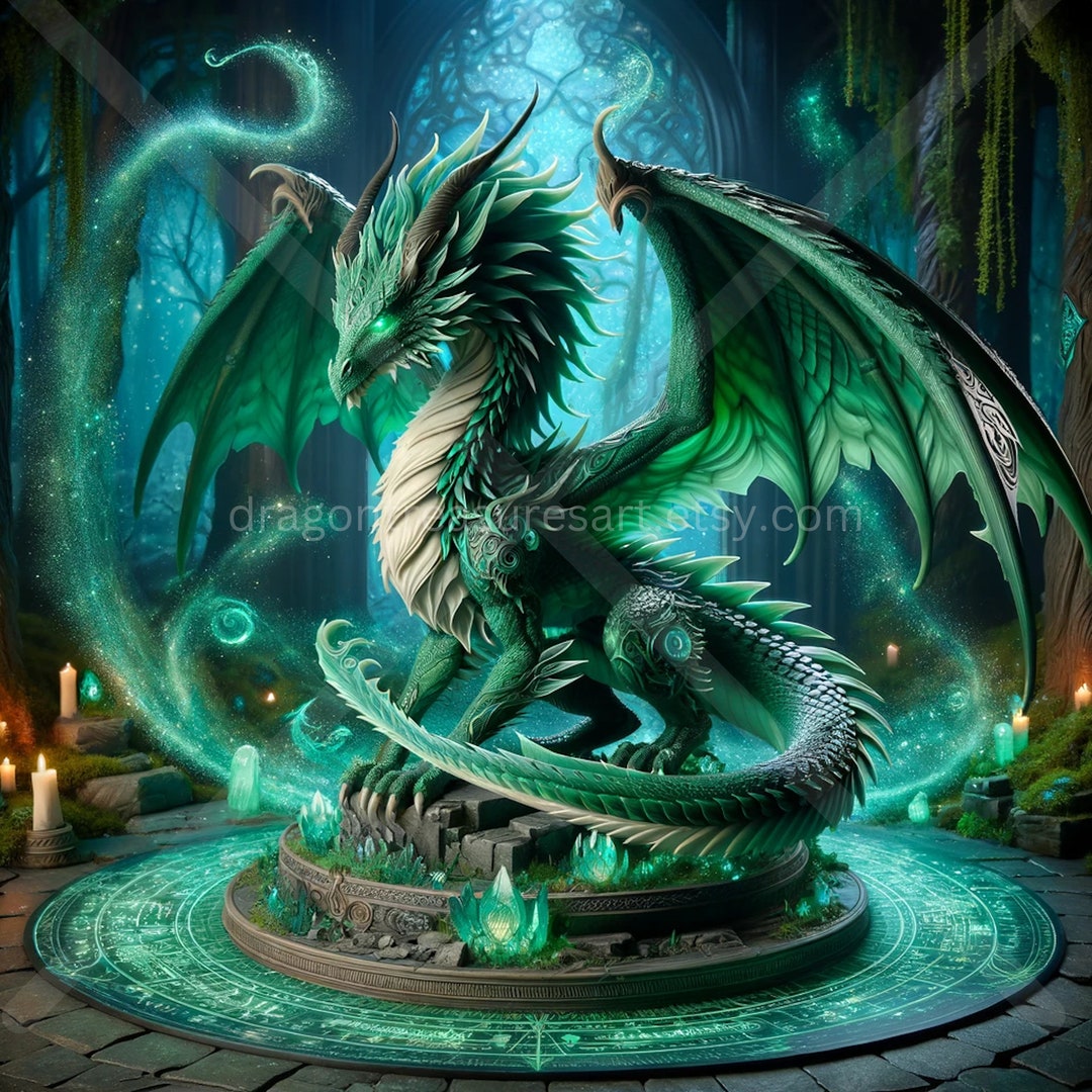 Emerald Dragon Download: Digital Art, Instant Downloadable Wallpaper ...