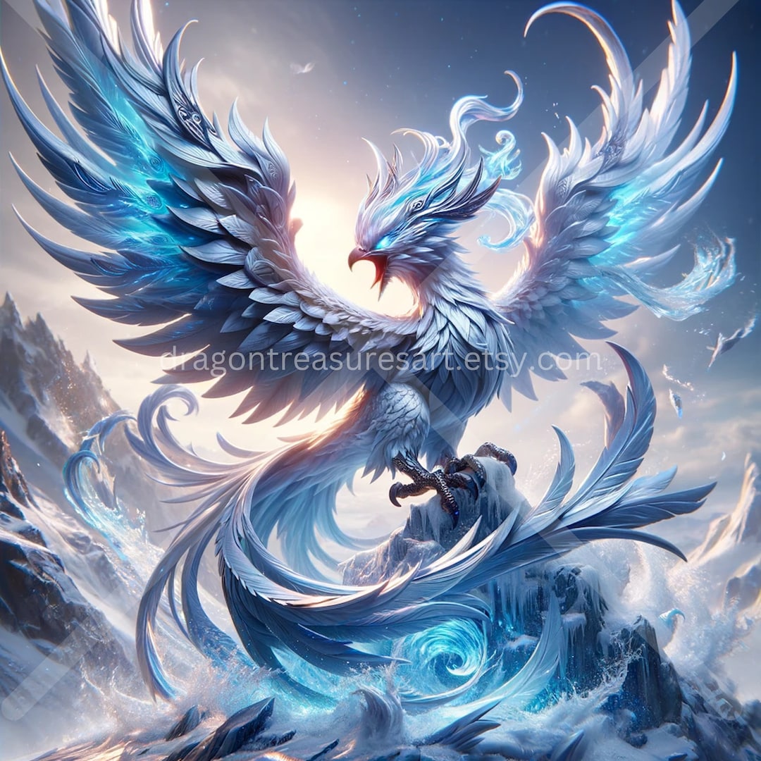 Ice Phoenix Download: Digital Art, Instant Downloadable Wallpaper, Downloadable Fantasy Art ...