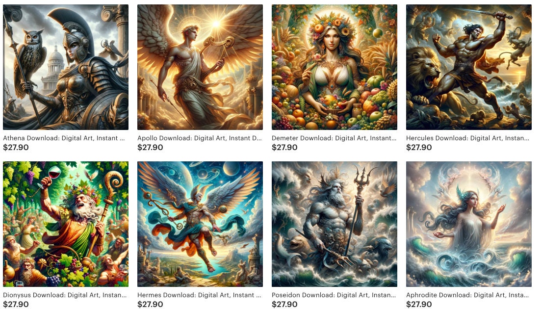 Greek Mythology Collection Bundle: Digital Art, Instant Downloadable ...