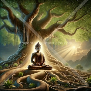 Buddha Under the Bodhi Tree Download: Digital Art, Instant Downloadable ...