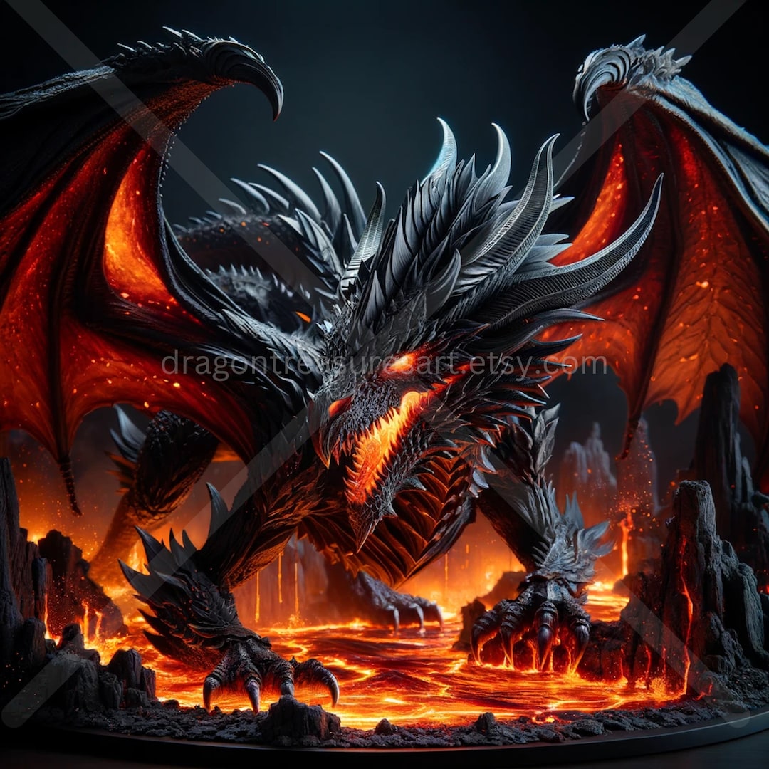 Obsidian Dragon Download: Digital Art, Instant Downloadable Wallpaper ...