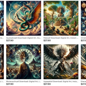 Aztec Mythology Collection Bundle: Digital Art, Instant Downloadable ...