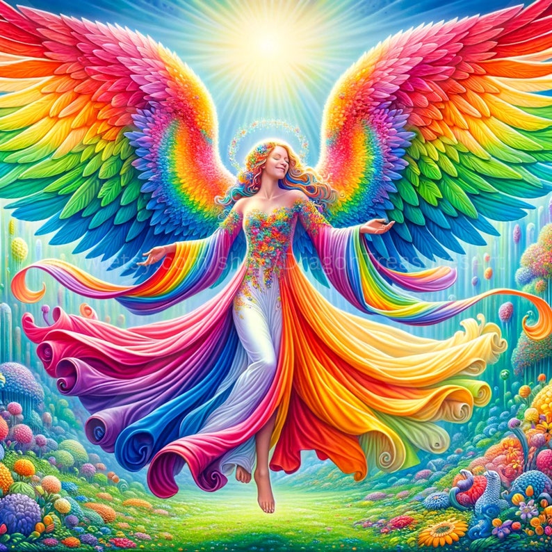 Rainbow Angel Download: Digital Art, Instant Downloadable Wallpaper ...