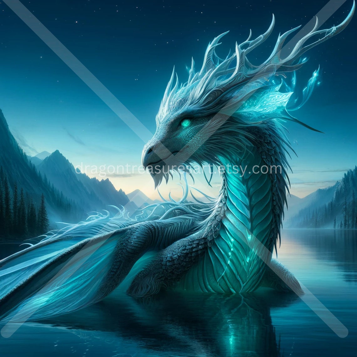 Turquoise Dragon Download: Digital Art, Instant Downloadable Wallpaper ...