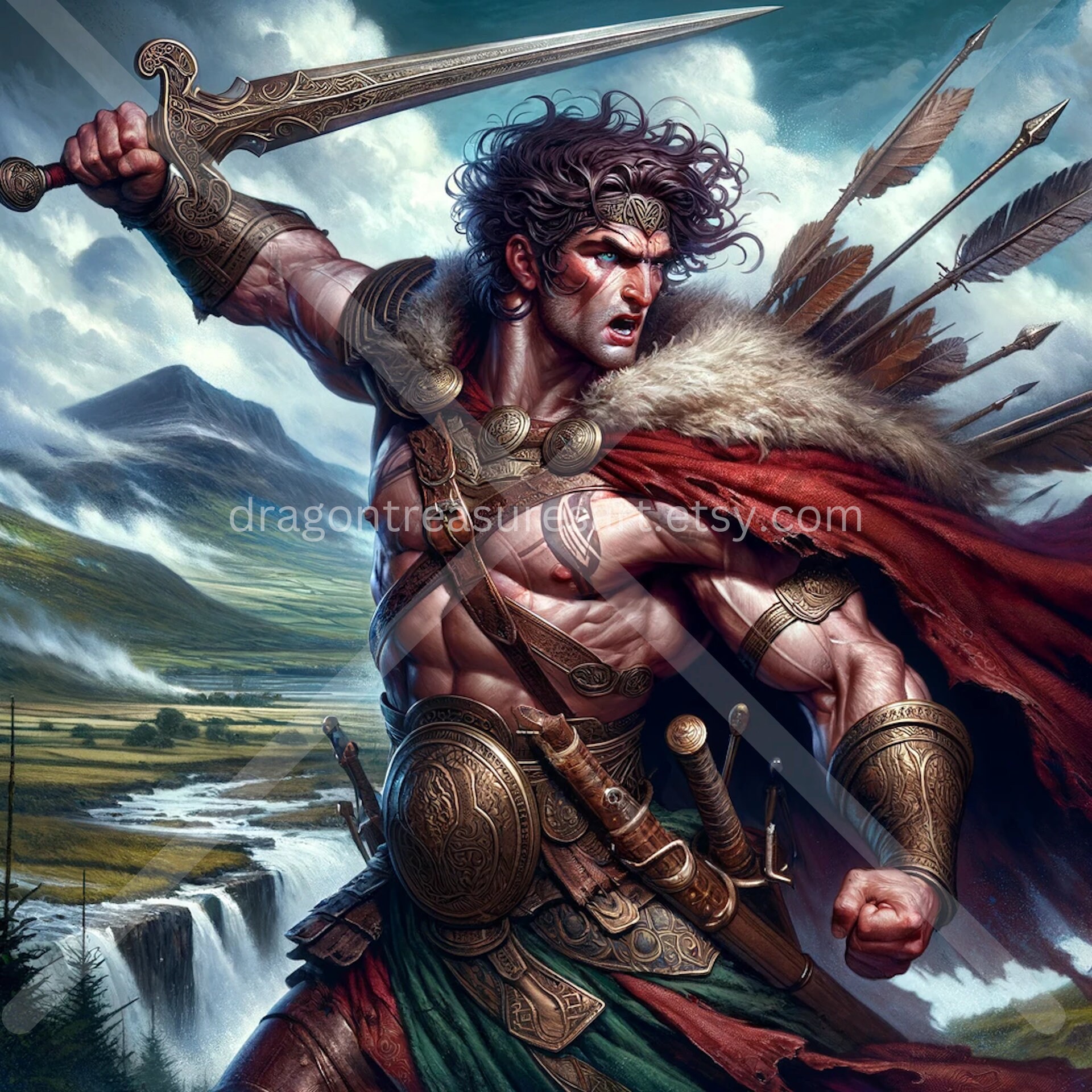 Cu Chulainn Download: Digital Art, Instant Downloadable Wallpaper ...
