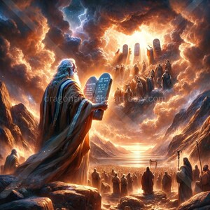 Moses and the Ten Commandments Download: Digital Art, Instant ...