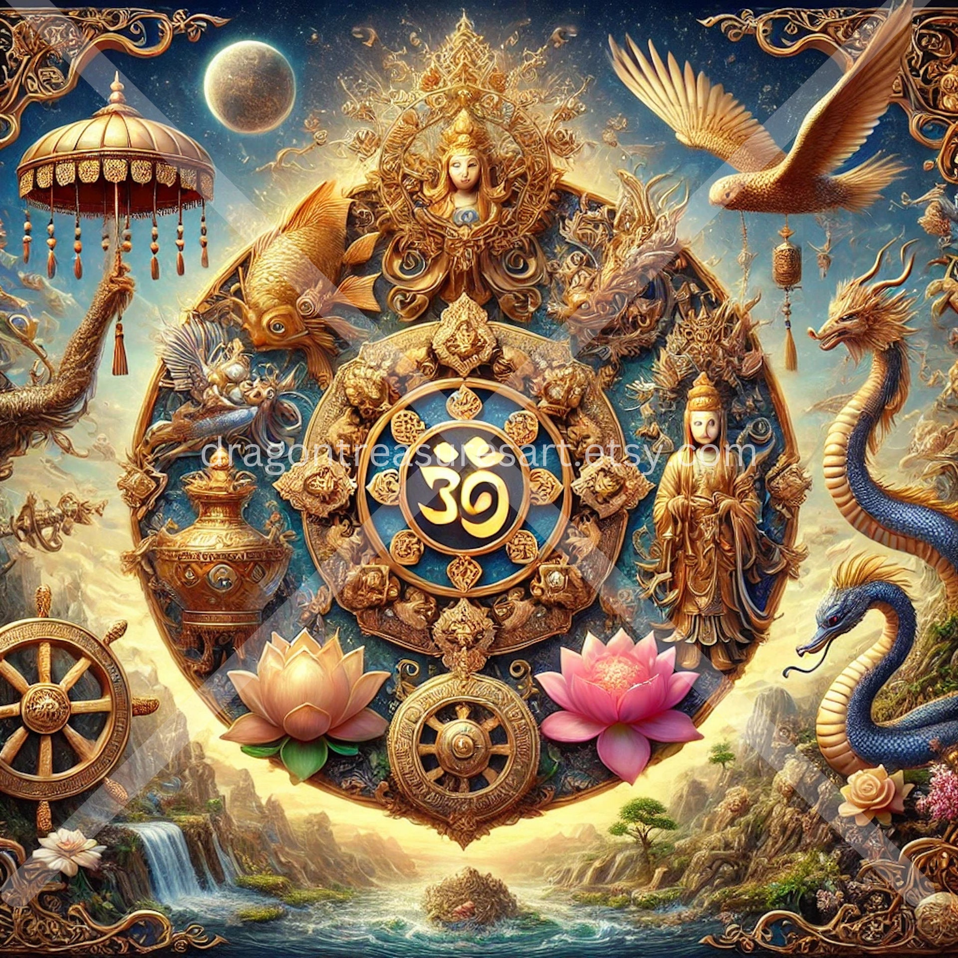 Eight Auspicious Symbols Download: Digital Art, Instant Downloadable ...