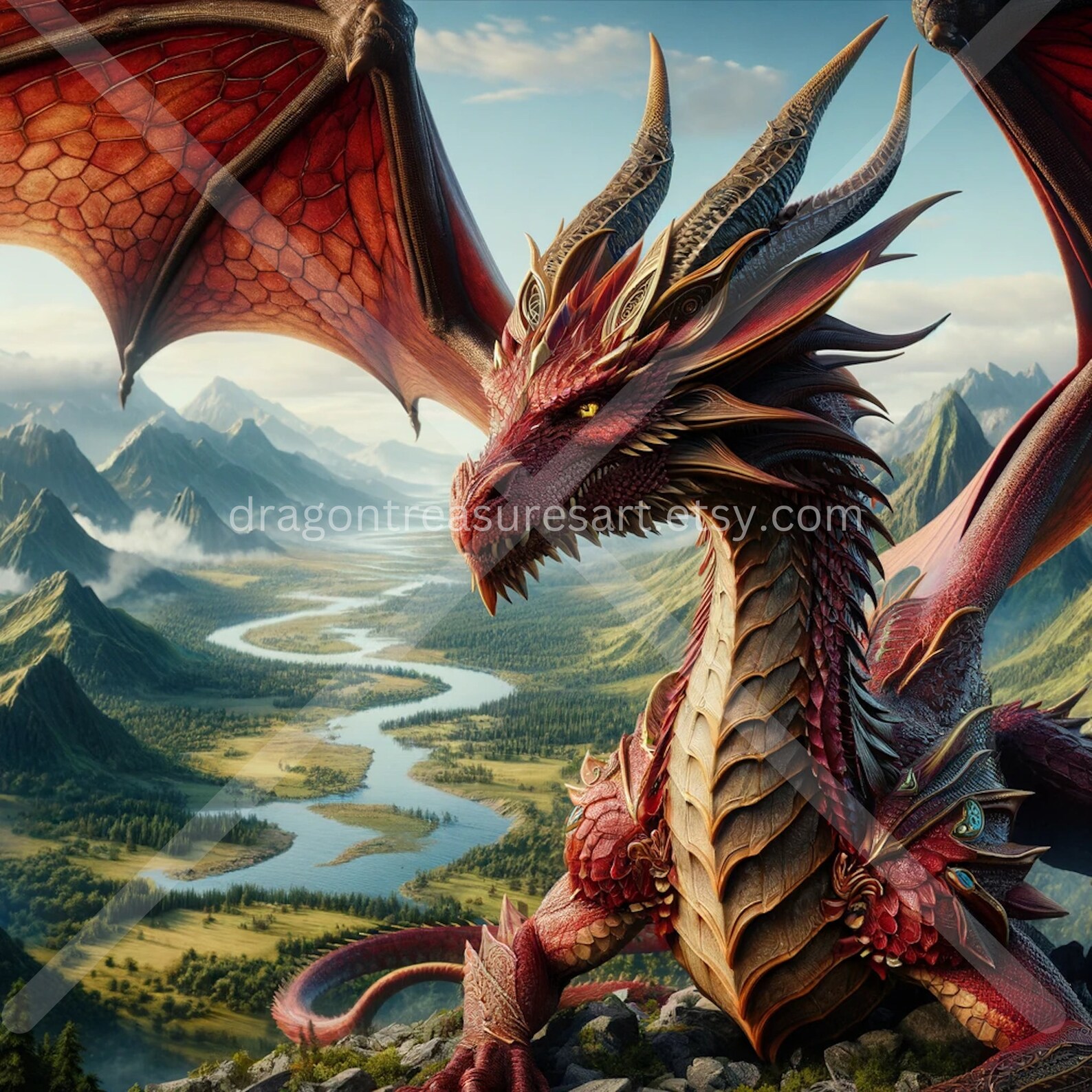 Ruby Red Dragon Download: Digital Art, Instant Downloadable Wallpaper ...