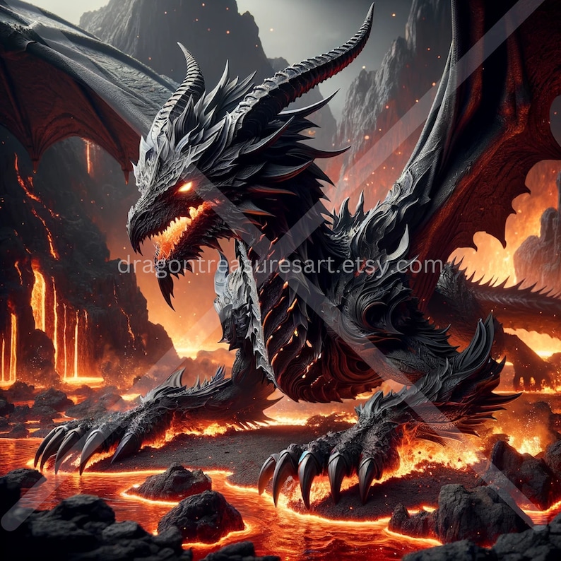 Obsidian Dragon Download: Digital Art, Instant Downloadable Wallpaper ...