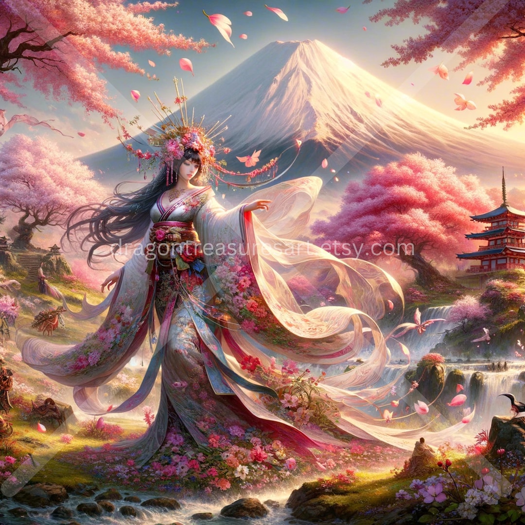 Konohanasakuya-hime Download: Digital Art, Instant Downloadable Wallpaper, Downloadable Fantasy ...