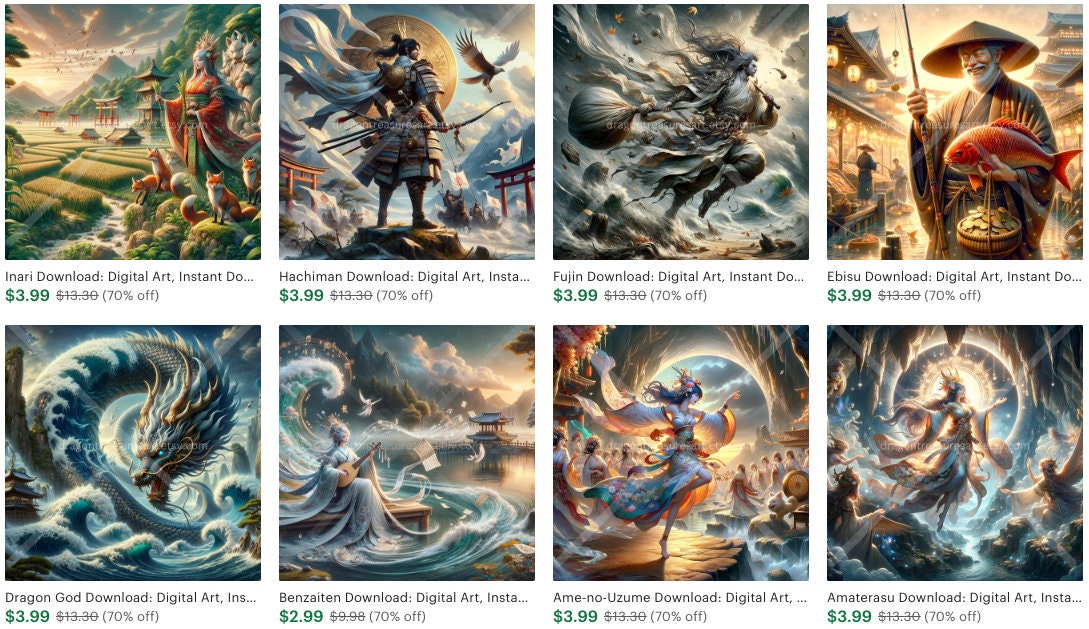 Japanese Mythology Collection Bundle: Digital Art, Instant Downloadable ...