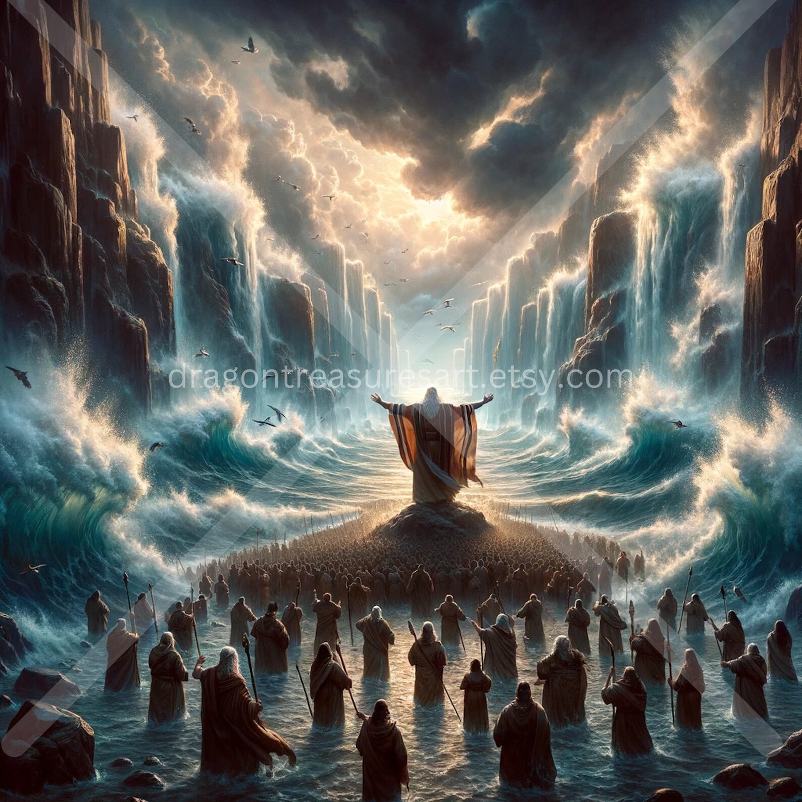 Moses Parting the Red Sea Download: Digital Art, Instant Downloadable ...