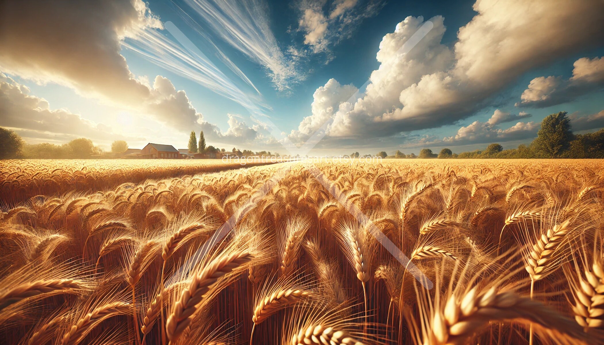 Golden Wheatfield Download: Digital Art, Instant Downloadable Wallpaper ...