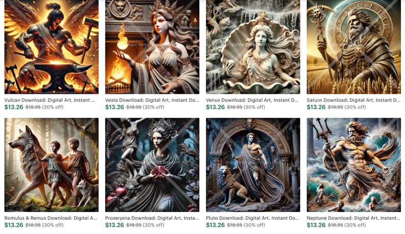 Roman Mythology Collection Bundle: Digital Art, Instant Downloadable ...