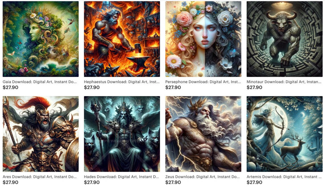 Greek Mythology Collection Bundle: Digital Art, Instant Downloadable ...