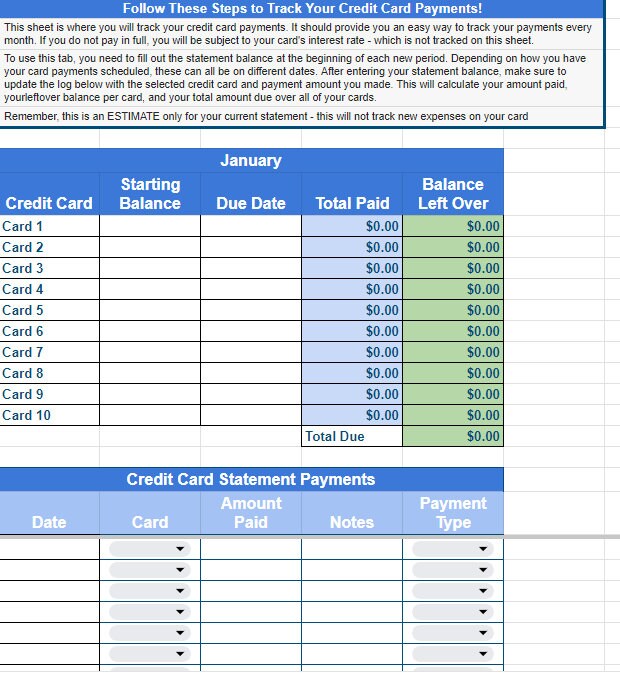 Credit Card Statement Payment Template - Etsy