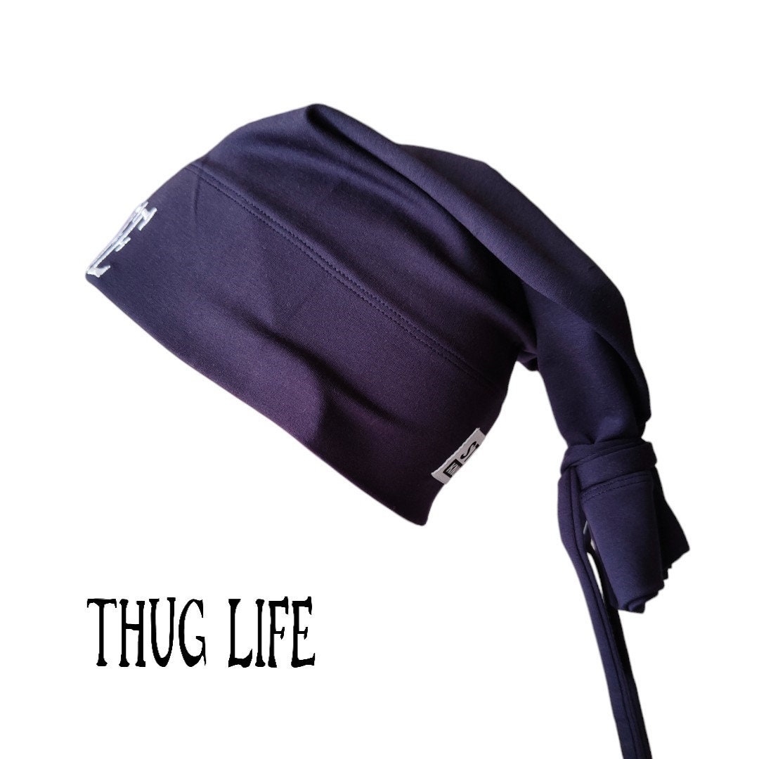 Thug Life Beanie Tie Navy Hip-hop Hat 2pac Inspired by Street Knowledge - Etsy