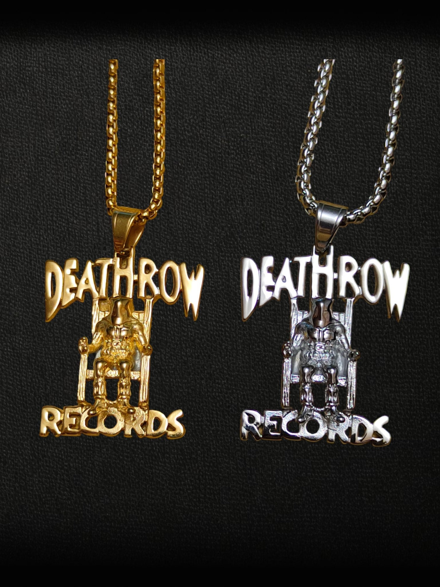 Death Row Records Gold & Silver Colors '90s Pendant Jewelry Chain Necklace High-quality Hip-hop ...