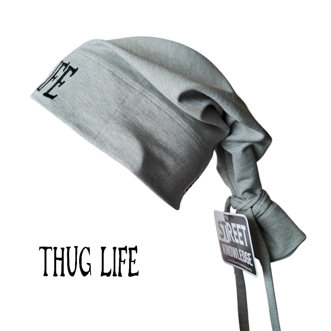 Thug Life Beanie Tie Gray Hip-hop Hat 2pac Inspired by Street Knowledge - Etsy