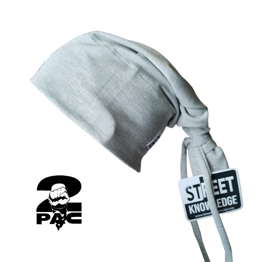 2pac Beanie Tie Gray Hip-hop Hat Tupac Inspired by Street Knowledge - Etsy