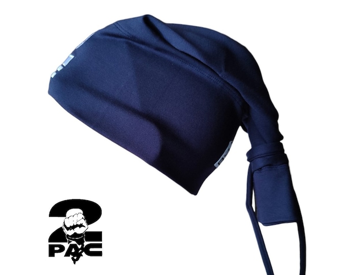2pac Beanie Tie Navy Hip-hop Hat Tupac Inspired by Street Knowledge - Etsy