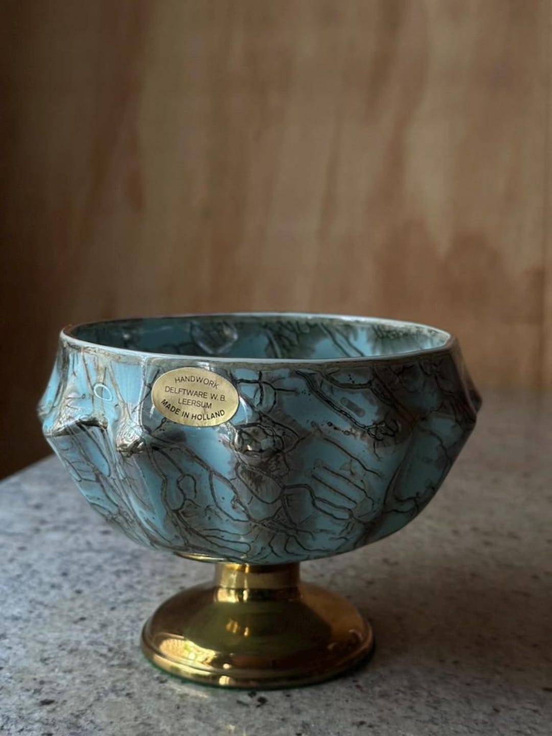 W.B. Leersum Delftware Pedestal Bowl — Handmade Dutch Studio Pottery ...