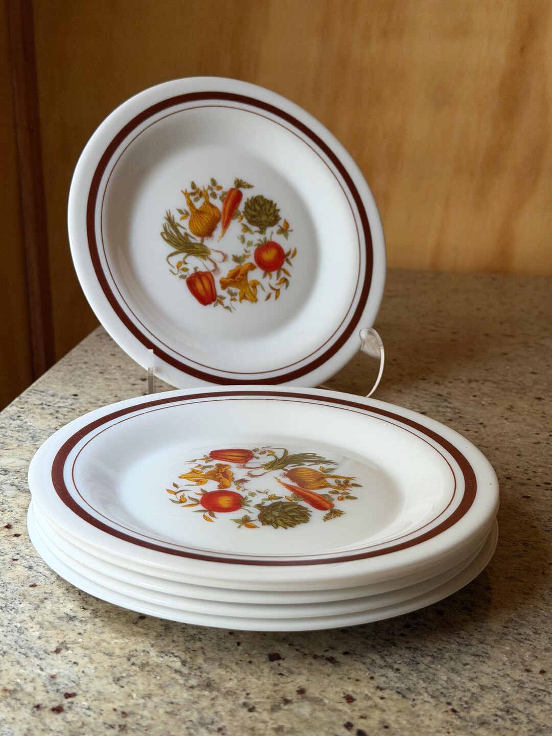 Arcopal France Vegetable Plates Set, Vintage French Milk Glass ...