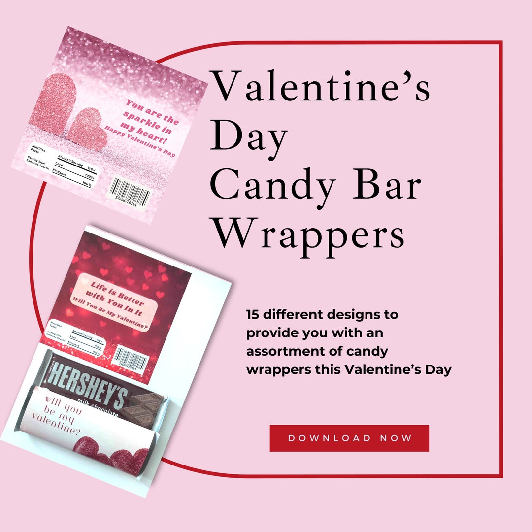 Valentine's Day Candy Bar Wrappers, Candy Bar Wrappers, Valentine's Day ...