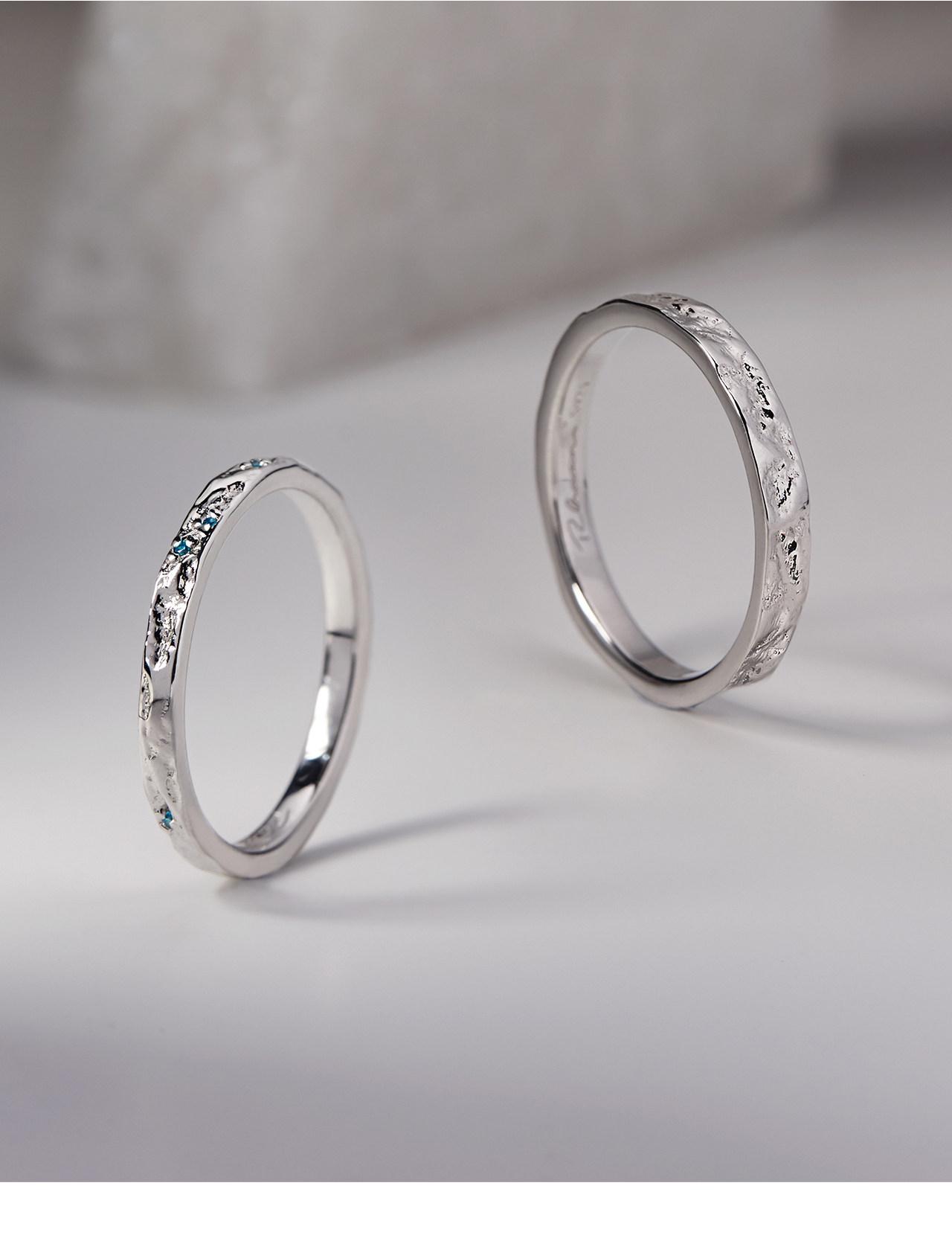 14K Gold Venus Meteor Texture Ring, Couple's Ring, Blue Sapphire ...