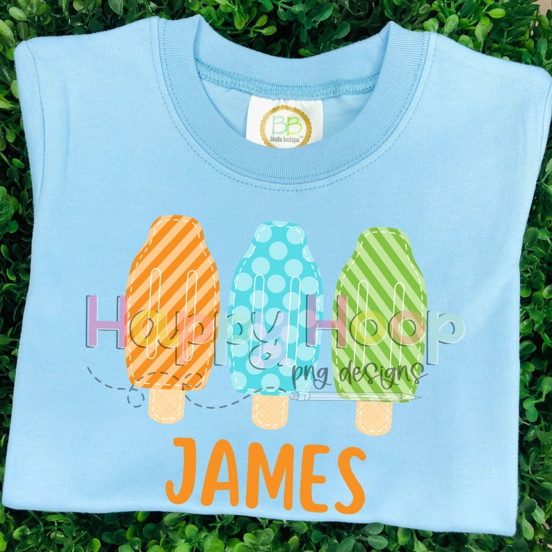 Fun Popsicle Trio Faux Applique PNG Design, Ice Cream Trio Design ...