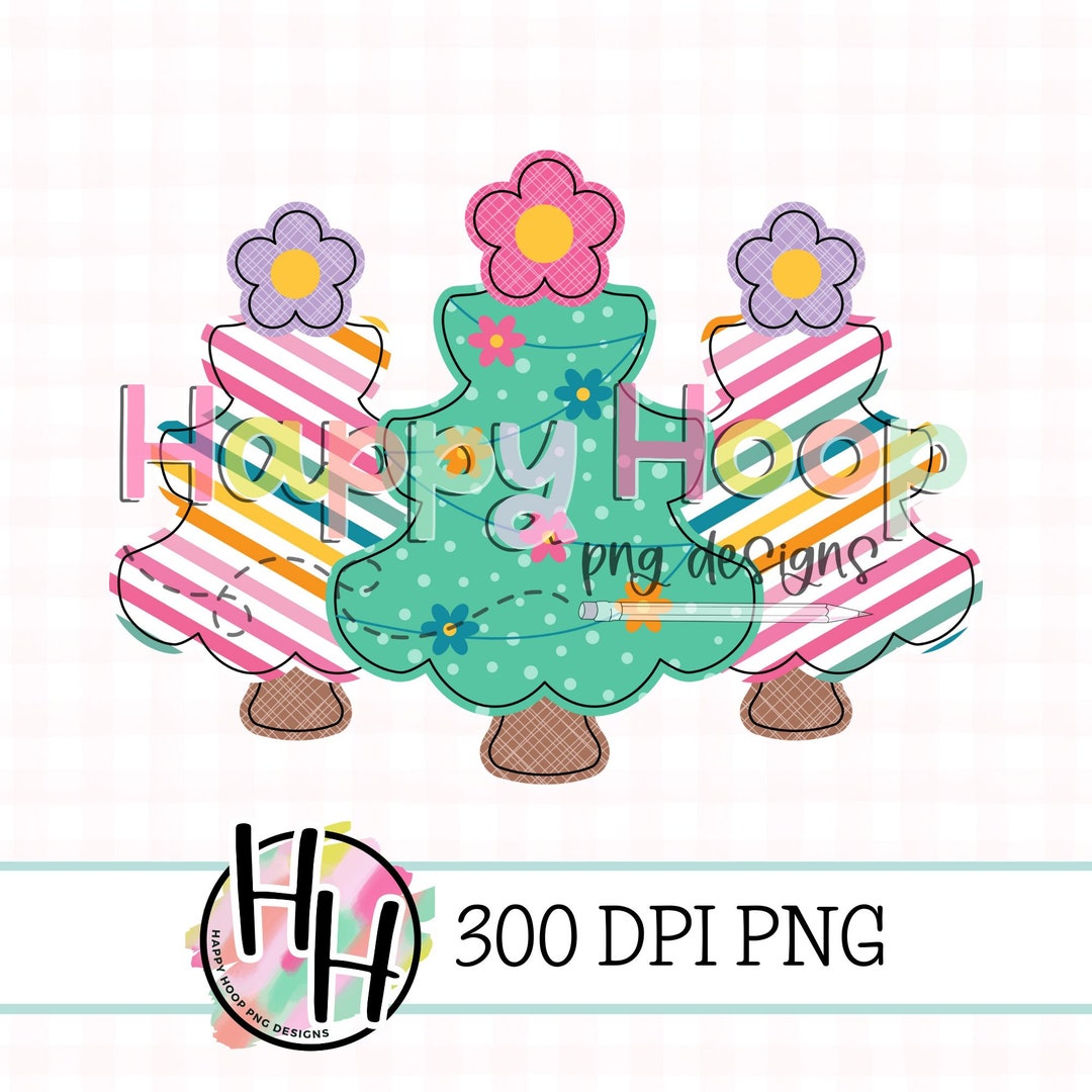 Groovy Christmas Tree Trio Faux Applique PNG, Retro Groovy Christmas ...