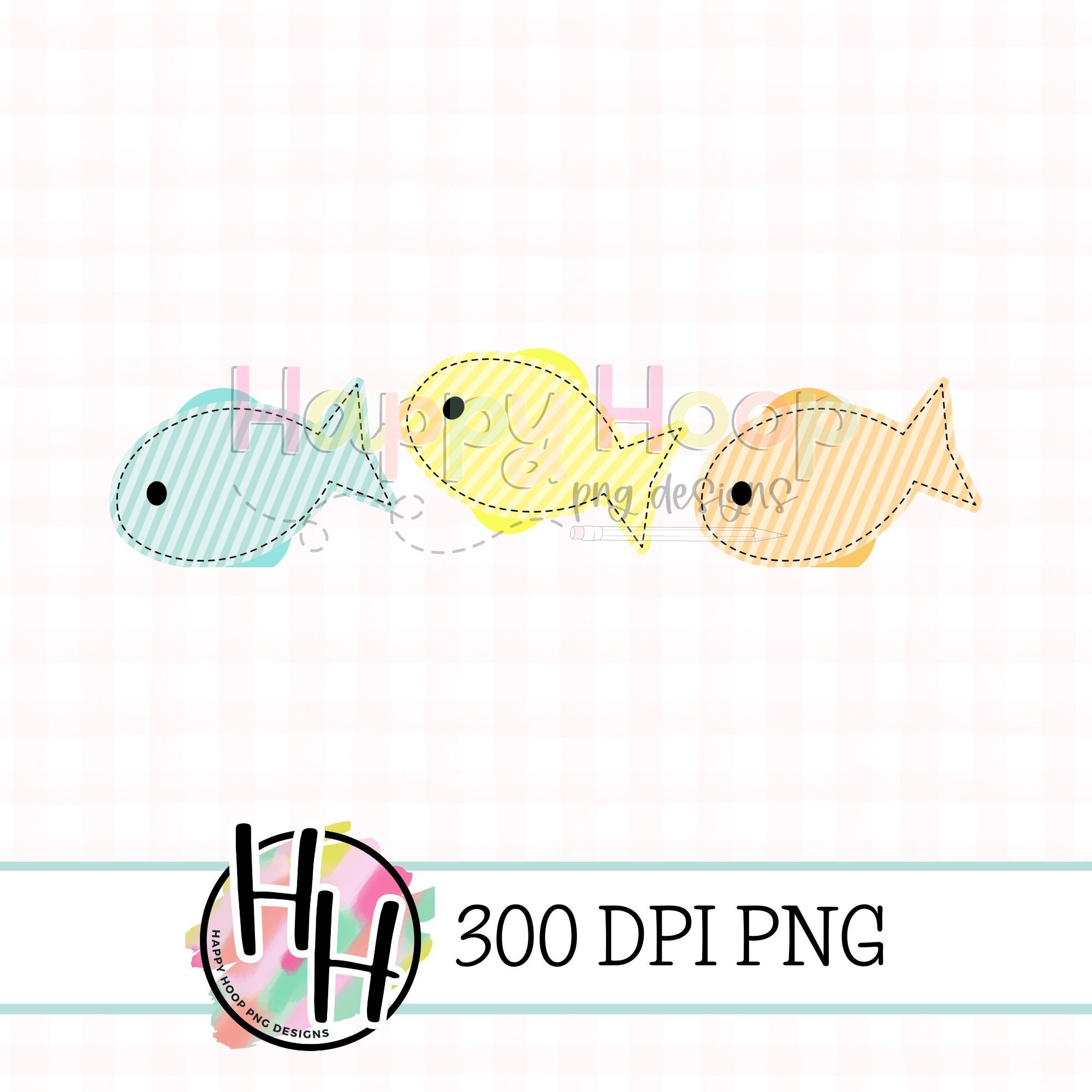 Fish Trio Faux Applique PNG Design, Fish in a Row Design, Kids Summer ...