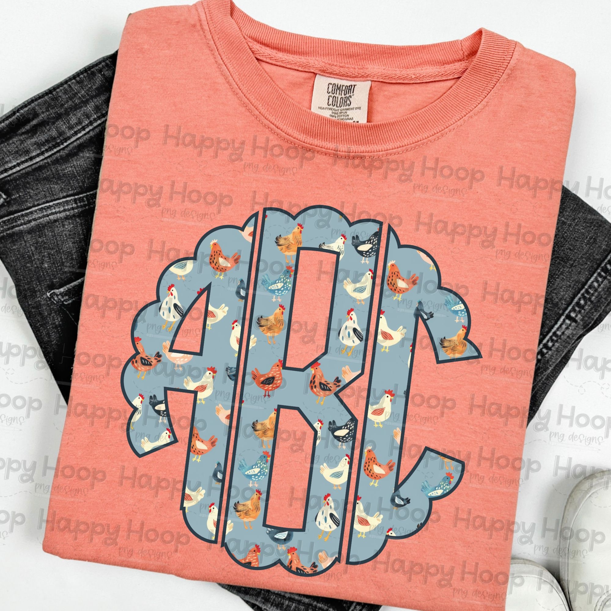 Chicken Scalloped Monogram, Full Alphabet Monogram, Doodle Monogram PNG ...