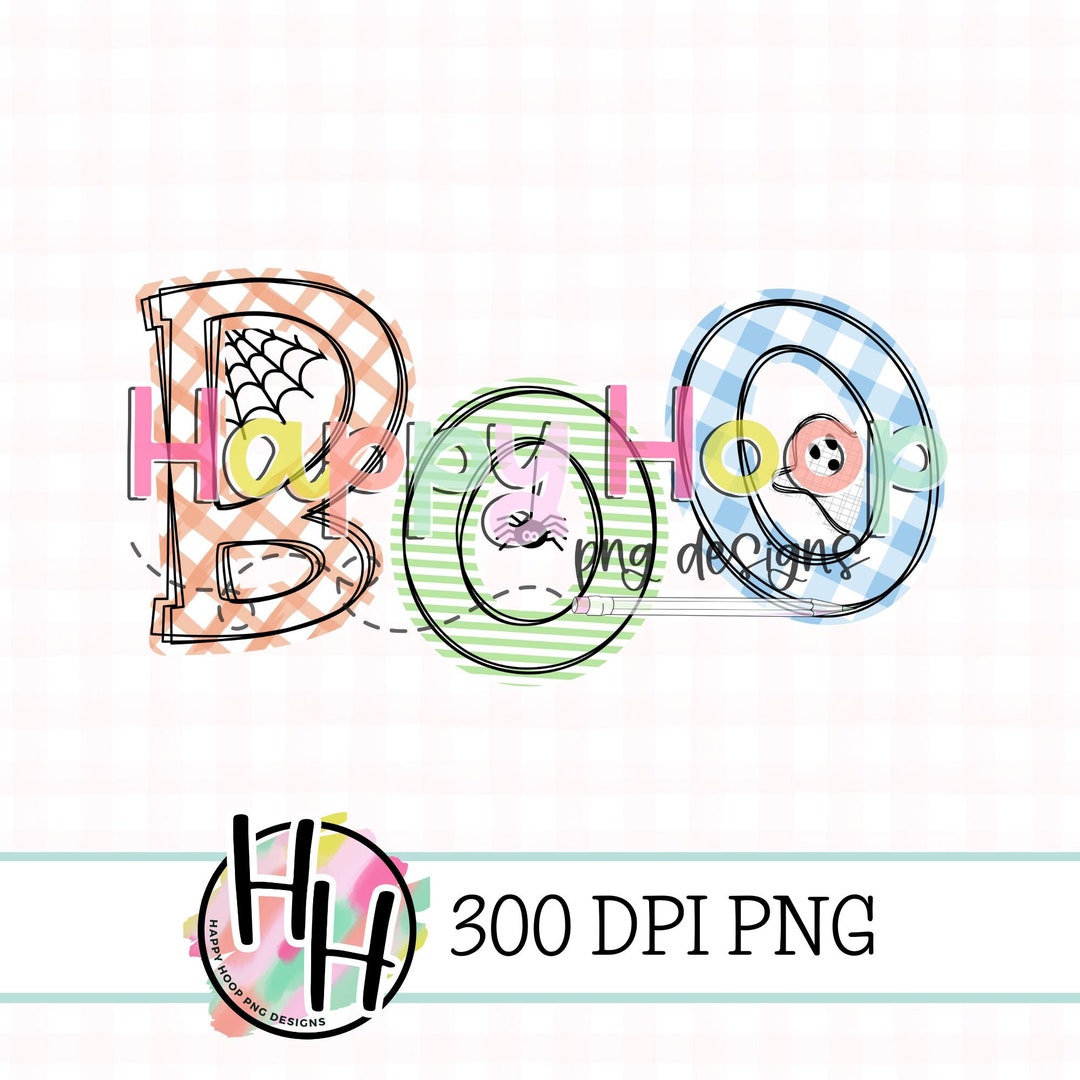Boo Scribble Faux Applique PNG, Pastel Blue Halloween PNG, Faux ...