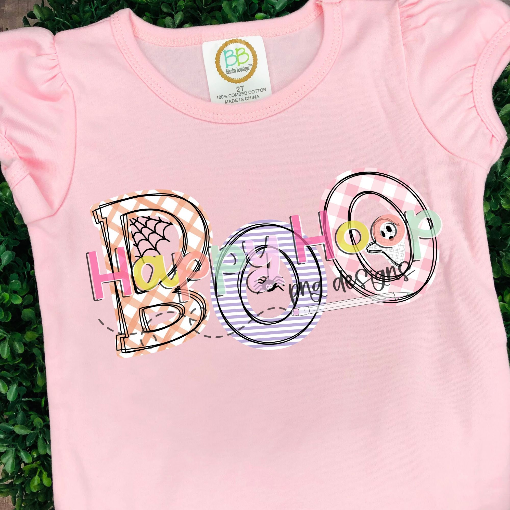 Boo Scribble Faux Applique PNG, Pastel Pink Halloween PNG, Faux ...