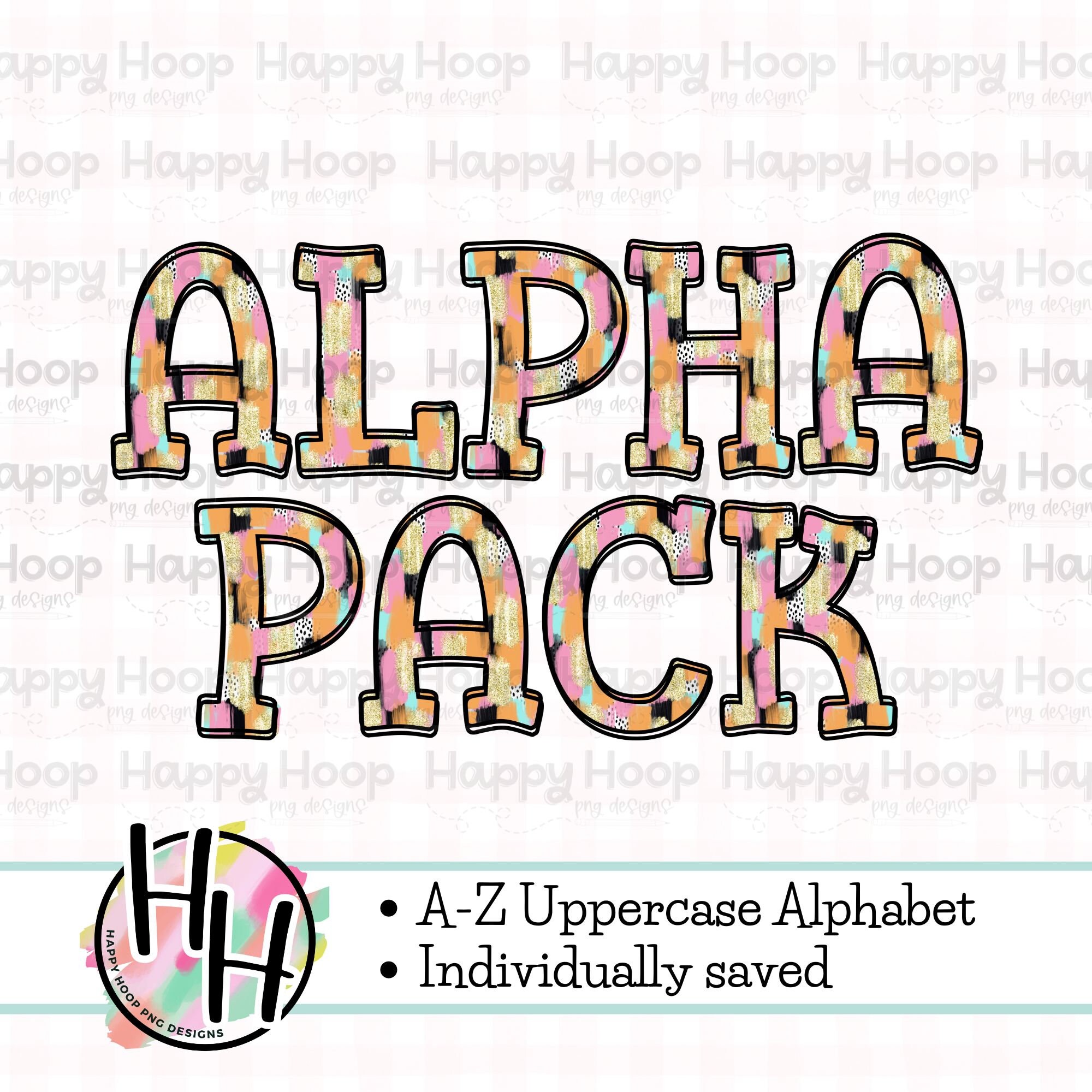 Brushstroke Halloween Doodle Letters Alpha Pack PNG, Uppercase Alphabet ...