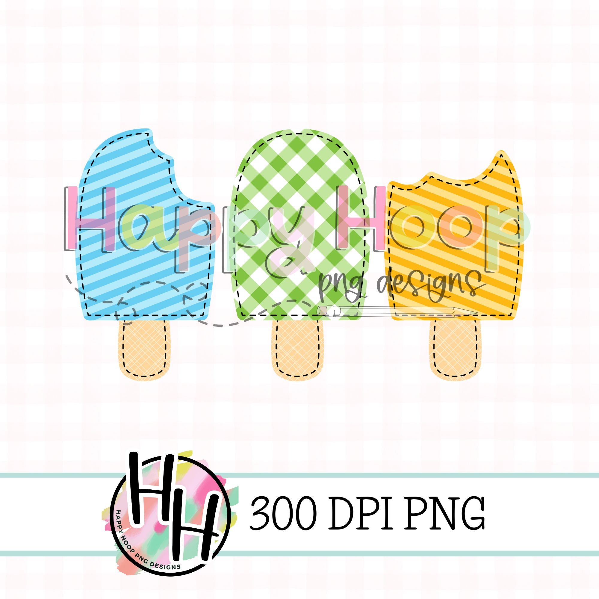 Bit Popsicle Trio Faux Applique PNG Design, Ice Cream Trio Design ...