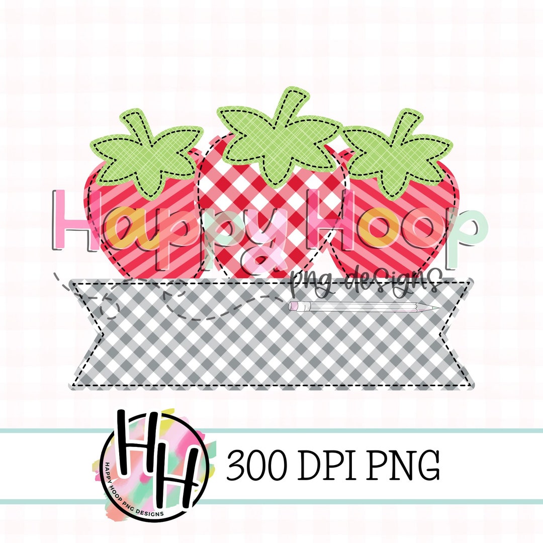 Strawberry Trio Name Plate Faux Applique PNG Design, Strawberry ...