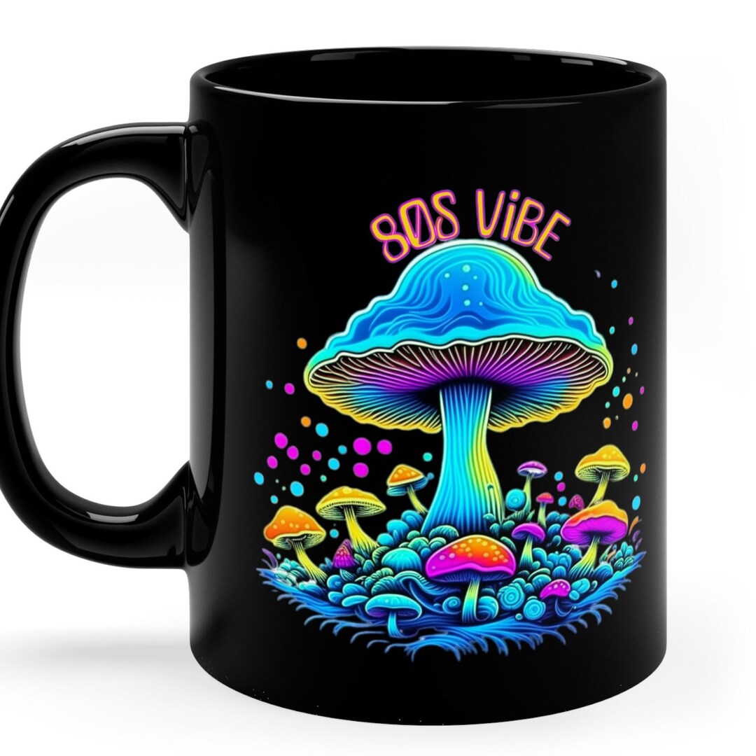 Psychedelic Mushroom Mug: 80's Vibe Neon Coffee Cup - Etsy