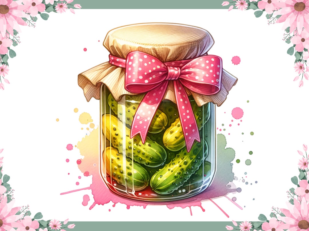 Coquette Pickles in Jar PNG: Pink Bow, Country Charm (300 DPI) - Etsy
