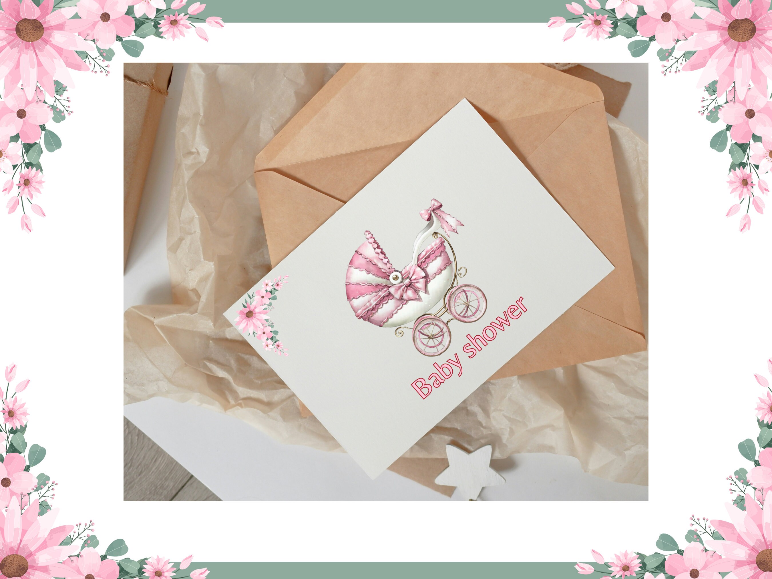 Coquette Pink Baby Carriage PNG: 50s Style Watercolor (digital Download ...