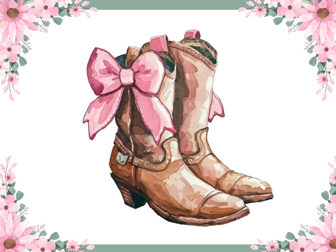 Coquette Cowboyboots Watercolor Png Western Coquette Style Boots ...