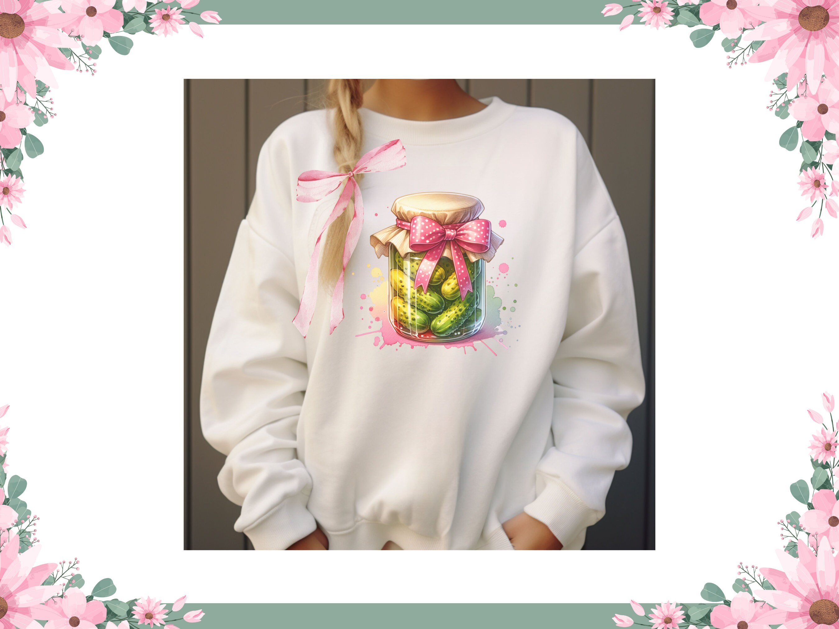 Coquette Pickles in Jar PNG: Pink Bow, Country Charm (300 DPI) - Etsy
