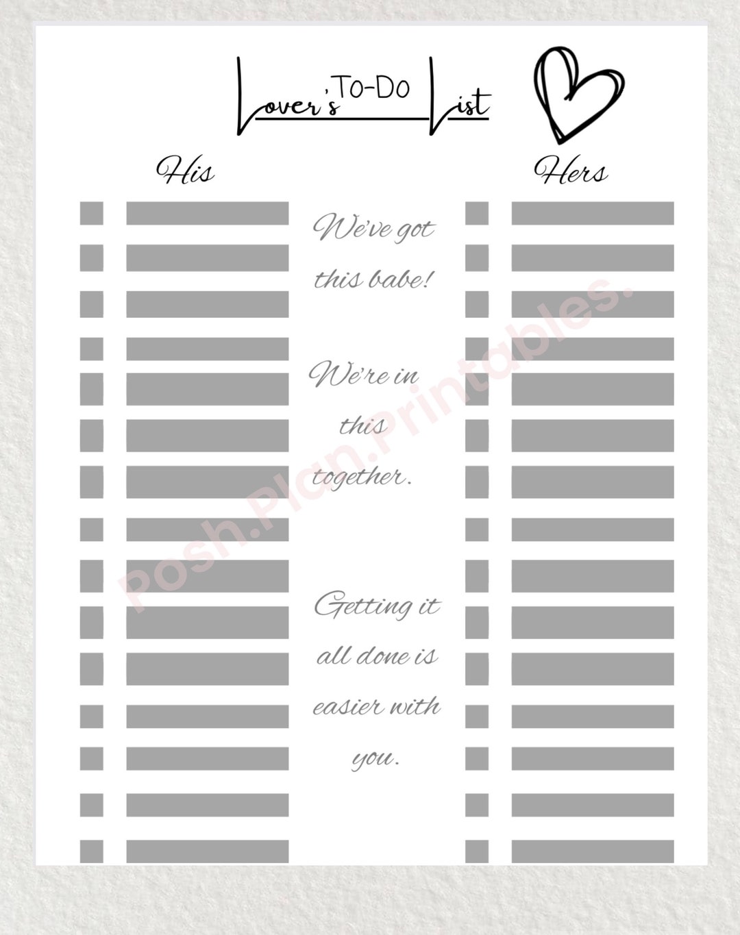 Couples To-do List, To-do List, Couples Planning, Printable To-do List ...
