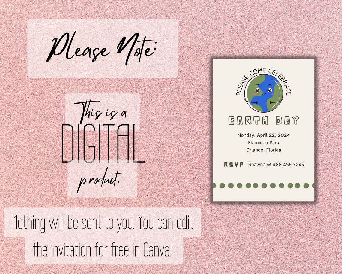 Earth Day Invitation, Earth Day Flyer, Earth Day Birthday, Digital ...