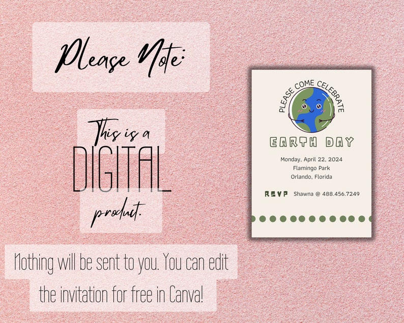 Earth Day Invitation, Earth Day Flyer, Earth Day Birthday, Digital ...